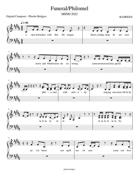 Funeral Phoebe Bridgers Funeral Sheet Music For Piano Solo