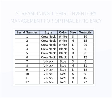 Free T Shirt Inventory Templates For Google Sheets And Microsoft Excel Slidesdocs