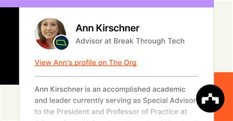 Ann Kirschner Advisor At Break Through Tech The Org