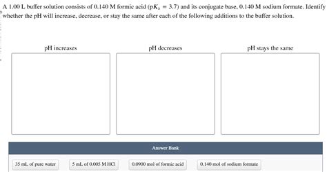 Solved A 100l ﻿buffer Solution Consists Of 0140m ﻿formic