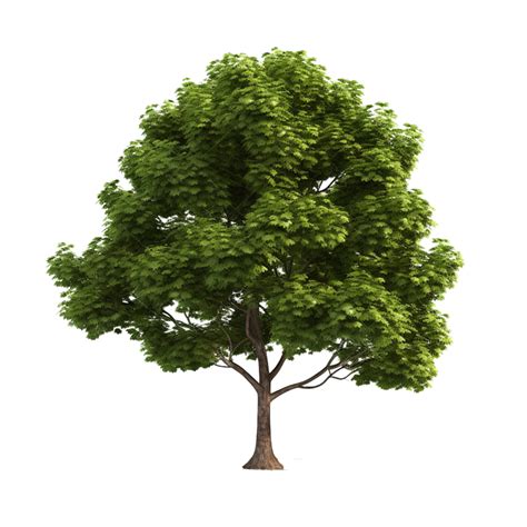 Lush Green Maple Tree Isolated On White Background Nature Photography