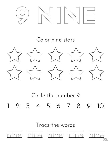 Number 9 Tracing Worksheets 15 Free Pages Printabulls