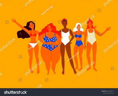 Women Different Body Types Skin Color เวกเตอรสตอก ปลอดคาลขสทธ Shutterstock