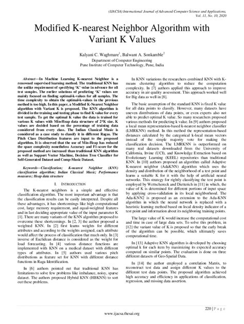 Fillable Online Modified K Nearest Neighbor Algorithm With Fax Email