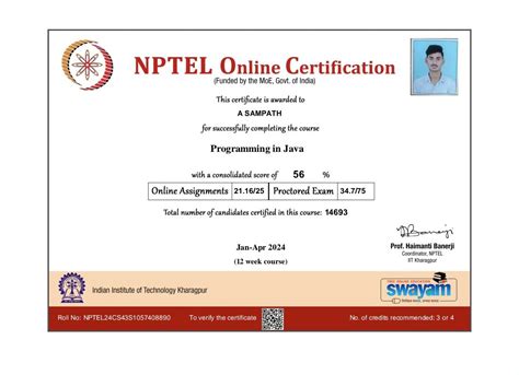 Java Nptel Certification Continuouslearning Programming Iitkharagpur Akkapally Sampath
