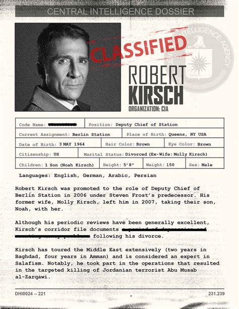 Cia Dossier Robert Kirsch Confidential Dossier Detective Certificate