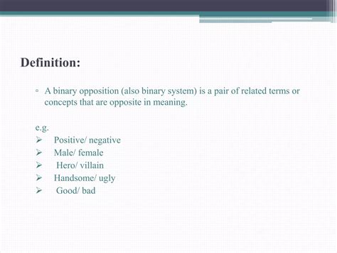 The Concept Of Binary Opposition Pptx