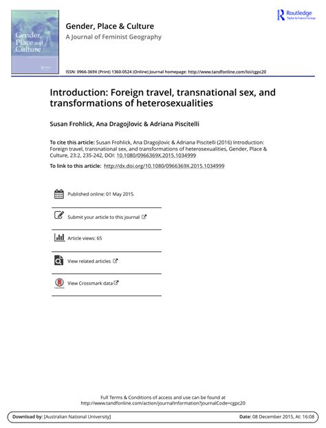 Pdf Introduction Foreign Travel Transnational Sex And