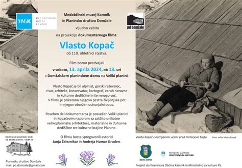 Vlasto Kopač Projekcija Dokumentarnega Filma Domžalecsi