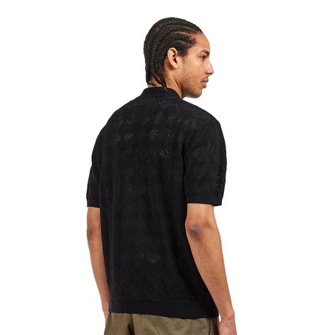 Beams Plus Zip Knit Polo Mesh Black Hhv