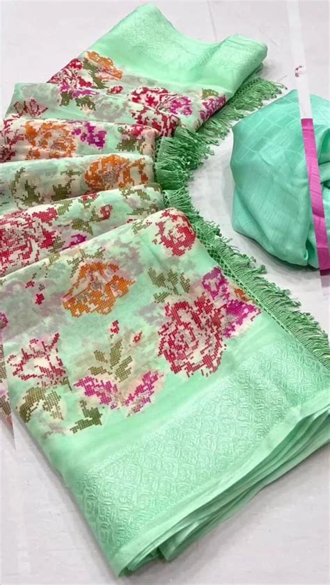 Multicolor Georgette Fancy Brasso Print Saree At Rs 625 In Surat Id