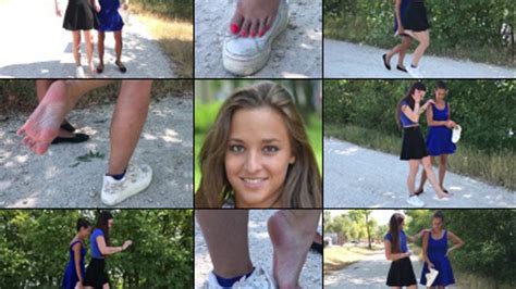 Amirah Sprain One Shoe Hopping Down The Park Path In Hd 1920x1080 One Bare Foot Sprain