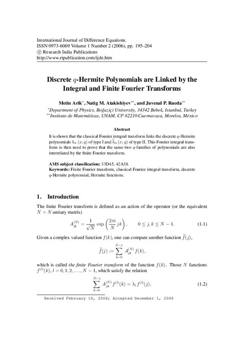 Pdf Discrete Q Hermite Polynomials Are Linked By The Integral And