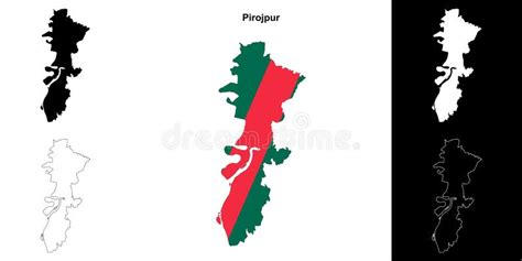 Pirojpur Outline Map Stock Vector Illustration Of Contour 357724635