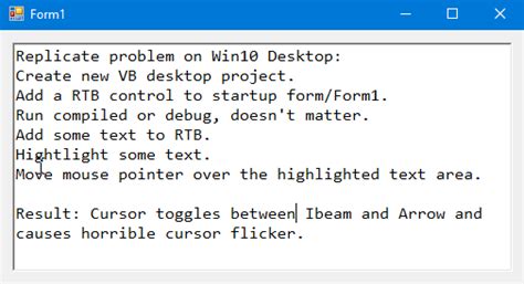 Vs 2015 Resolved Cursor Flicker Richtextbox On Windows 10 Bug Vbforums
