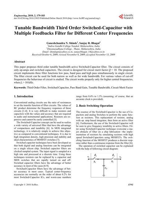 Pdf Tunable Bandwidth Third Order Switched Capacitor With Multiple