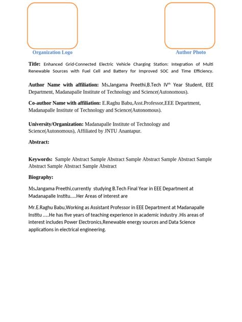 Sample Abstract Template Pdf