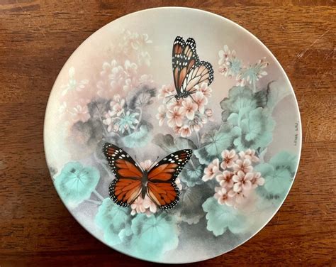 1988 Monarch Butterflies By Lena Liu China Plate Etsy