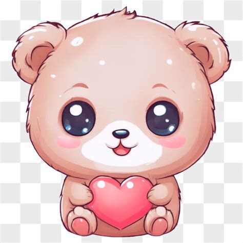 Télécharger Ours Kawaii Tenant Un Cœur Kawaii En Ligne Creative Fabrica
