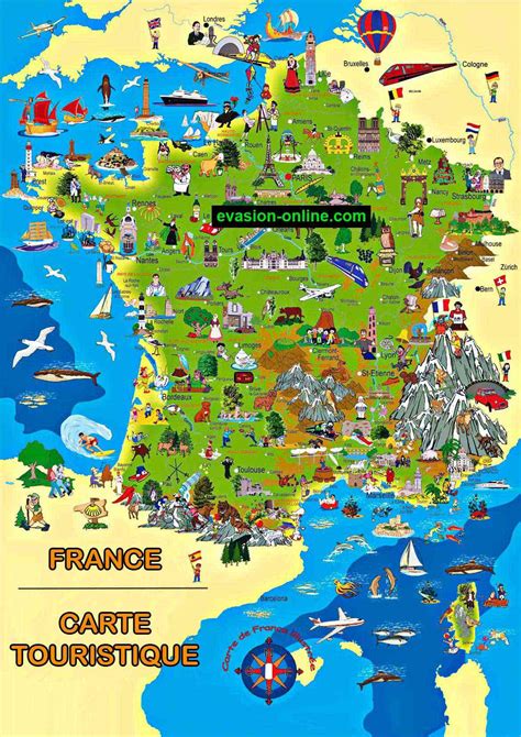 Carte De France Touristique Illustrée ≡ Voyage Carte Plan