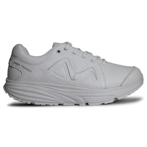 Mbt Simba Leather Womens Lace Up White Silver Trainers