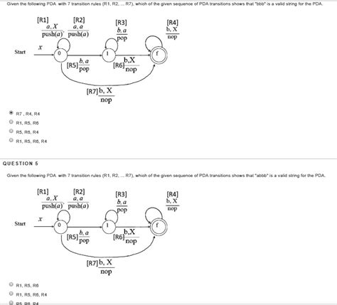 solved given the following pda with 7 transition rules r1 r2 r7