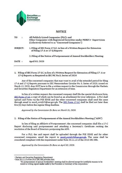 Guidelines On Filing Sec Form 17 Lc And 17 C Report Grant Thornton