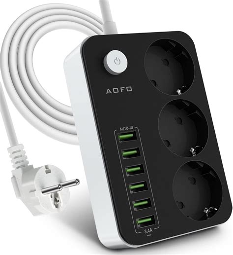 Mehrfachsteckdose Mit Usb Keplug Steckdosenleiste 3 Fach Mit 4 Usb Steckdosenleiste