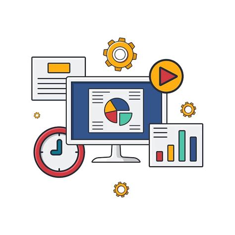 Premium Vector Collection Colored Thin Icon Of Presentation Slides Display Gear Clock Graph