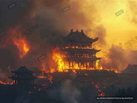 Ai创作图楚烟 哭都城火 烟绕鹤楼 硝烟战火 战火硝烟 战火危城 寓意浴火重生涅槃重生 火攻场景 烽火狼烟 苍烟落照 灭佛 火烧连营 硝烟弥漫 炎灾 火烧残壁 昵图网