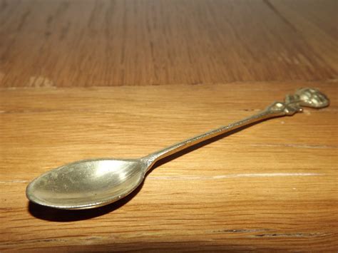 Tiny Shabby Brass Tea Spoon Vintage Collectible Crudely Made Free Or