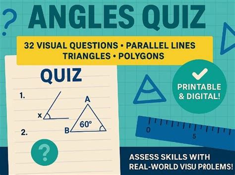 Geometry Angles Quiz 32 Visual Questions Teaching Resources