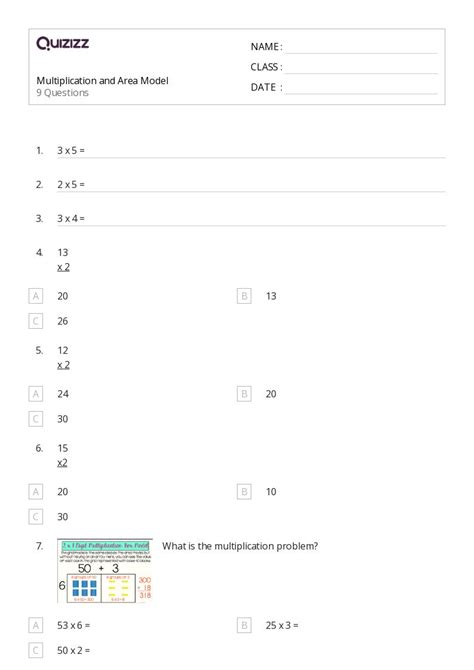 50 Multiplication And Area Models Worksheets For 3rd Grade On Quizizz