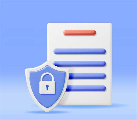 3d document with padlock in shield isolated render paper sheet and pad
