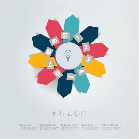 Круглый шаблон с пронумерованной стрелкой Векторная инфографика Премиум вектор