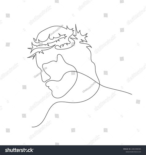Continuous One Line Drawing Jesus Christ Stock Vector Royalty Free