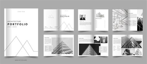 현대 건축 포트폴리오 템플릿 및 건물 브로셔 레이아웃 프리미엄 벡터