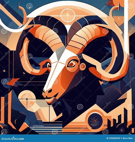 Ram Head With Horns Stylized Vector Illustration In Flat Style Generative Ai Stock Vector