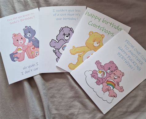 Swear Bear Carebear Care Bear Birthday Card Personalised Etsy