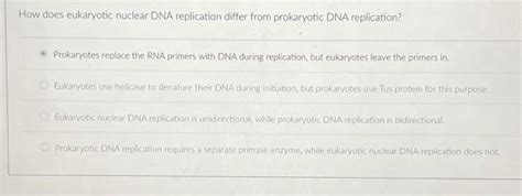 Solved How Does Eukaryotic Nuclear Dna Replication Differ
