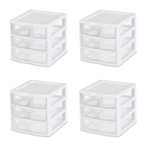 Sterilite Clearview Small Plastic 3 Drawer Modular Stackable Storage