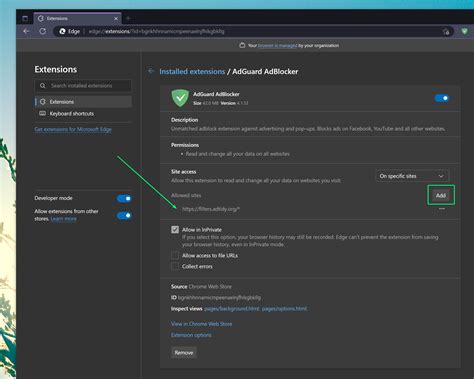 Filters Not Updating When Permissions Set To Specific Sites On Extension In Edge V Issue