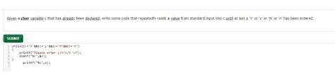 Solved Given A Char Variable C That Has Already Been