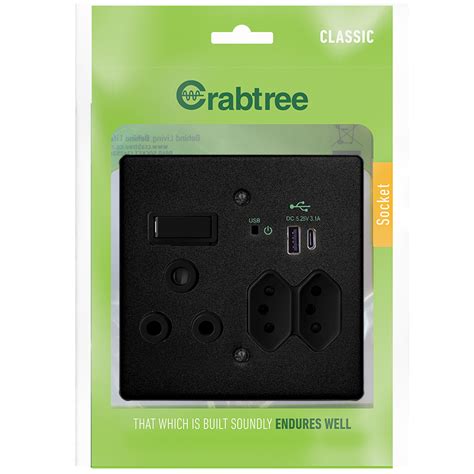 Classic Usb Ac 16a Combo Socket Monoblock With Coverplate Crabtree