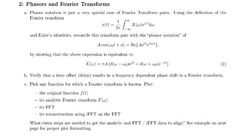 Solved 2 Phasors And Fourier Transforms A Phasor Notation