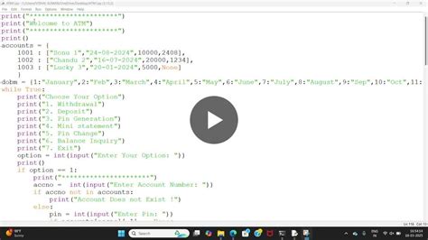 Atm System Development With Python Vagisha Rani Posted On The Topic