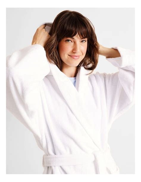 Soho Terry Hooded Robe In White Myer