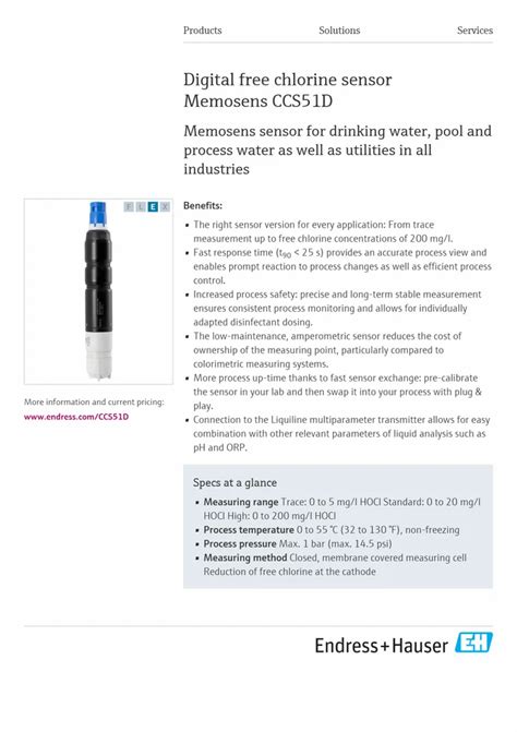 Digital Free Chlorine Sensor At ₹ 34980 New Delhi Id 2854795396662