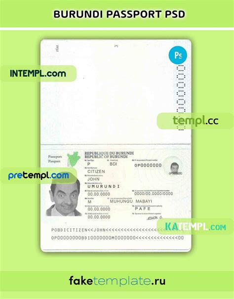 Burundi Passport Psd Download Template 20112019 Intempl Passport