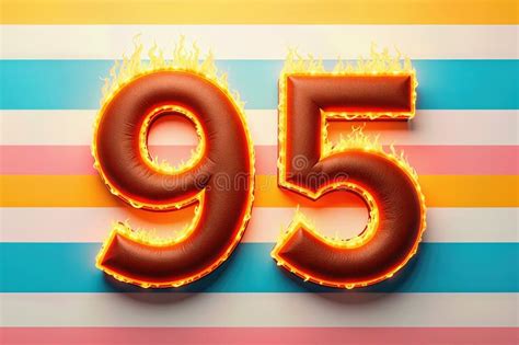 Flaming Number 95 On Striped Background Stock Illustration